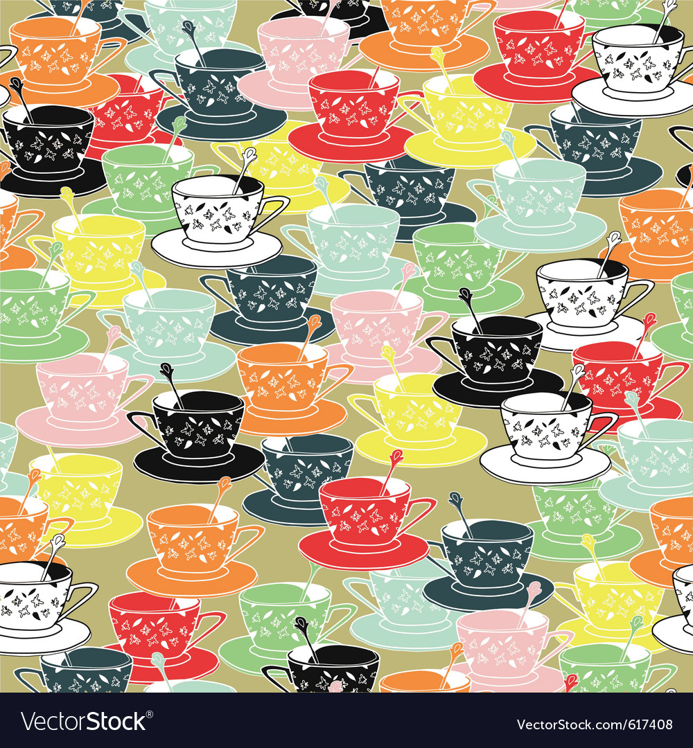 Tea cups pattern background Royalty Free Vector Image