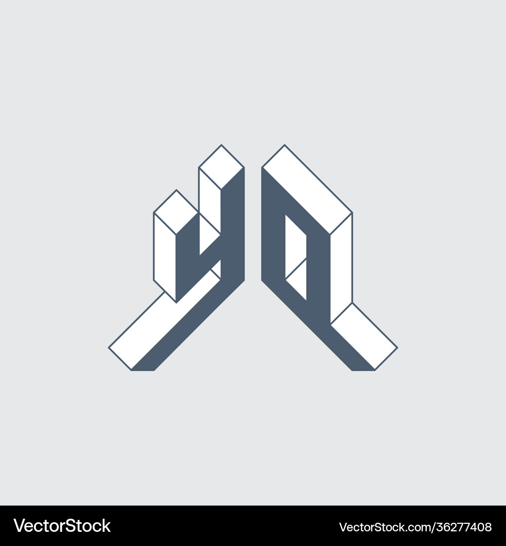 Three-dimension letters y and o or number 0 Vector Image