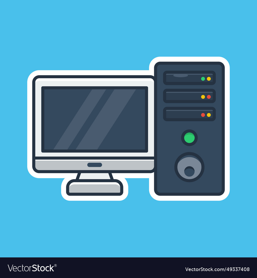 Unique cute computer and pc cpu tower Royalty Free Vector