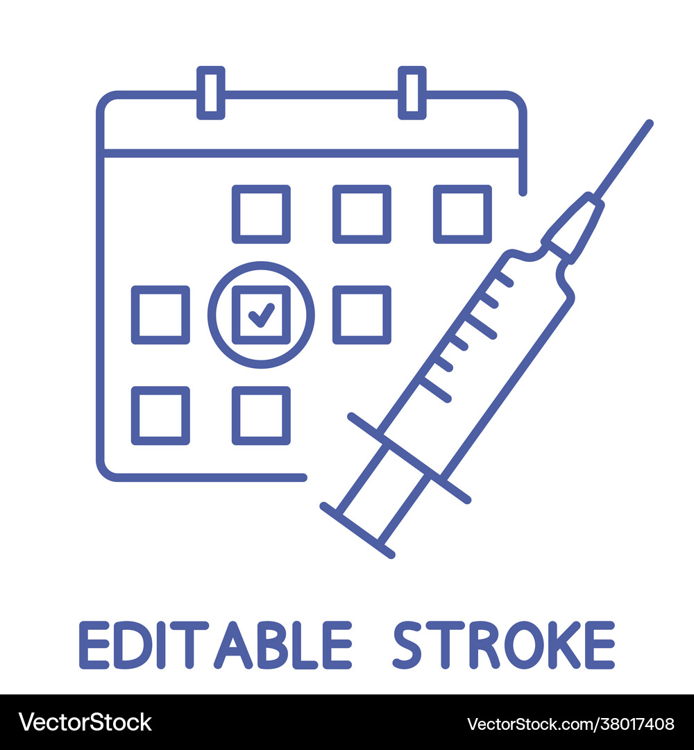 Vaccination schedule line icon time to vaccinate Vector Image