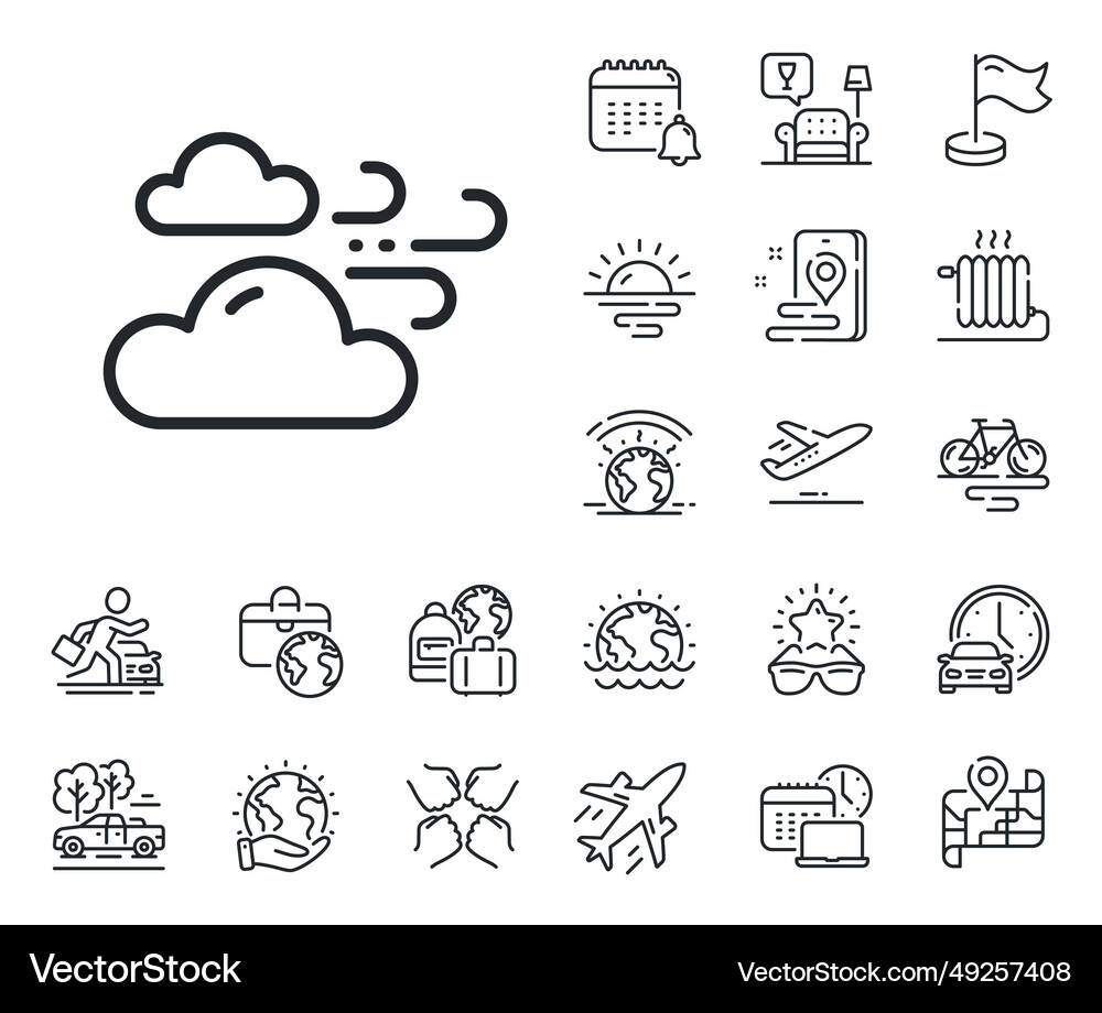 Windy weather line icon clouds with wind sign Vector Image