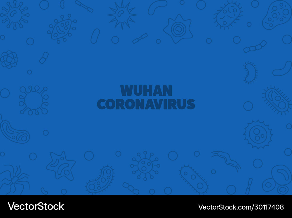 Wuhan coronavirus concept blue linear frame Vector Image