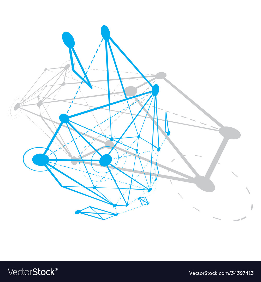 Abstract Geometric 3d Wireframe Object Digital Vector Image