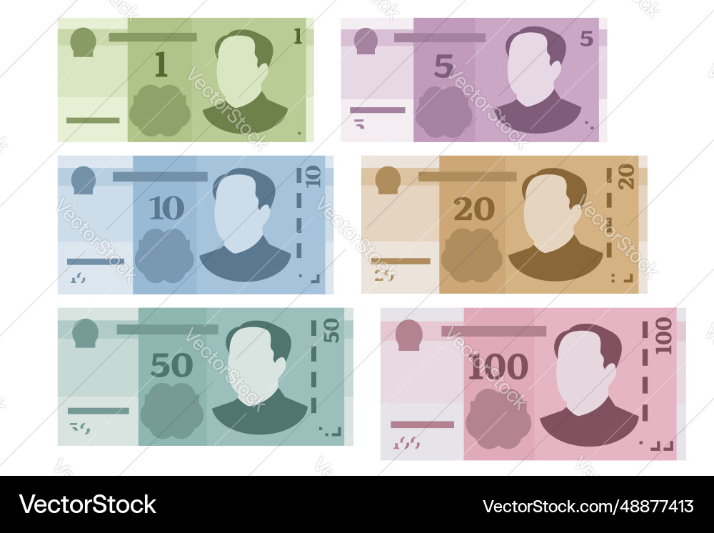 Banknotes yuan renminbi isolated on a white Vector Image