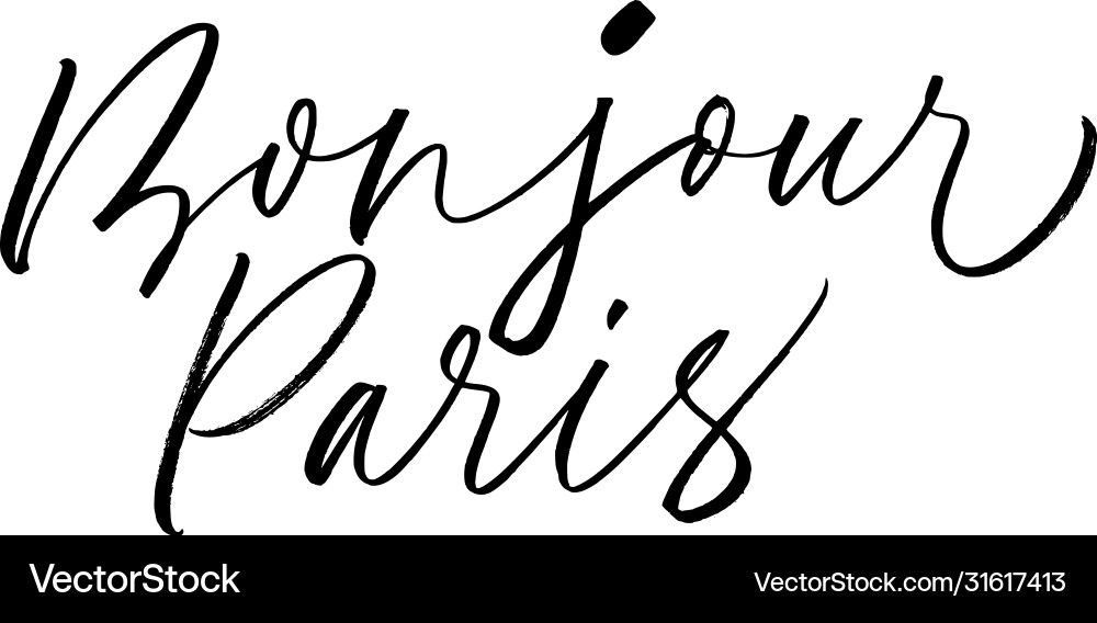 Bonjour paris - modern brush calligraphy Vector Image
