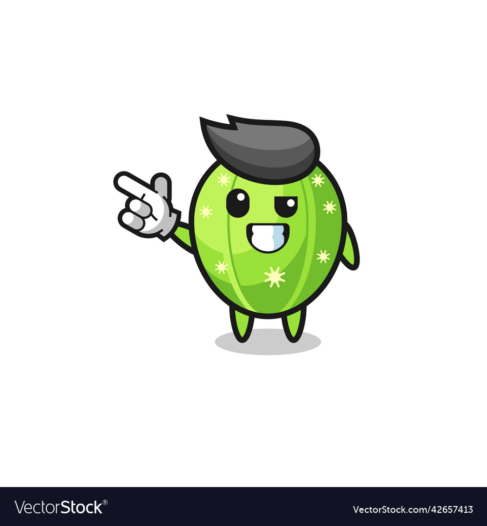Cactus mascot pointing top left Royalty Free Vector Image
