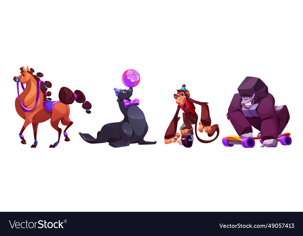 Circus animals during performance Royalty Free Vector Image