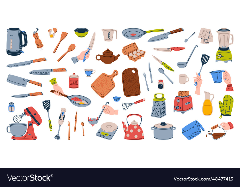 Cooking tools and kitchenware for culinary Vector Image