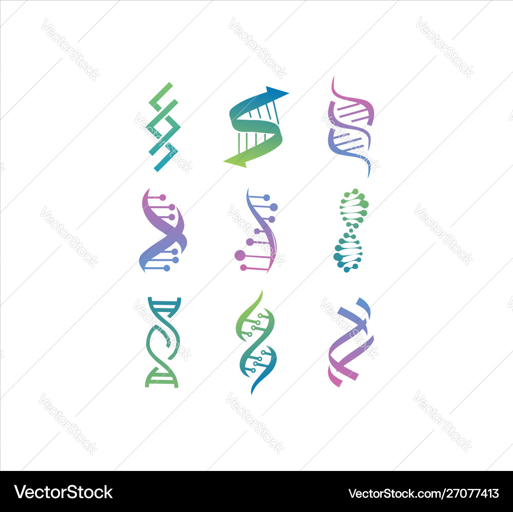 Dna genetic sign icons and elements collection Vector Image