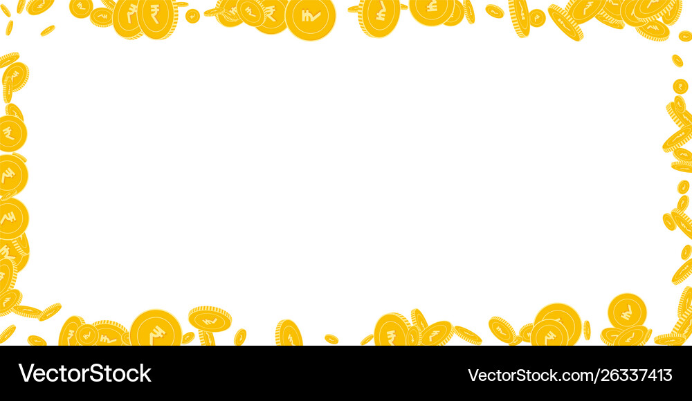 Indian rupee coins falling scattered floating inr Vector Image