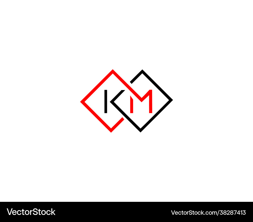 K m km mk logo template design and icon Royalty Free Vector