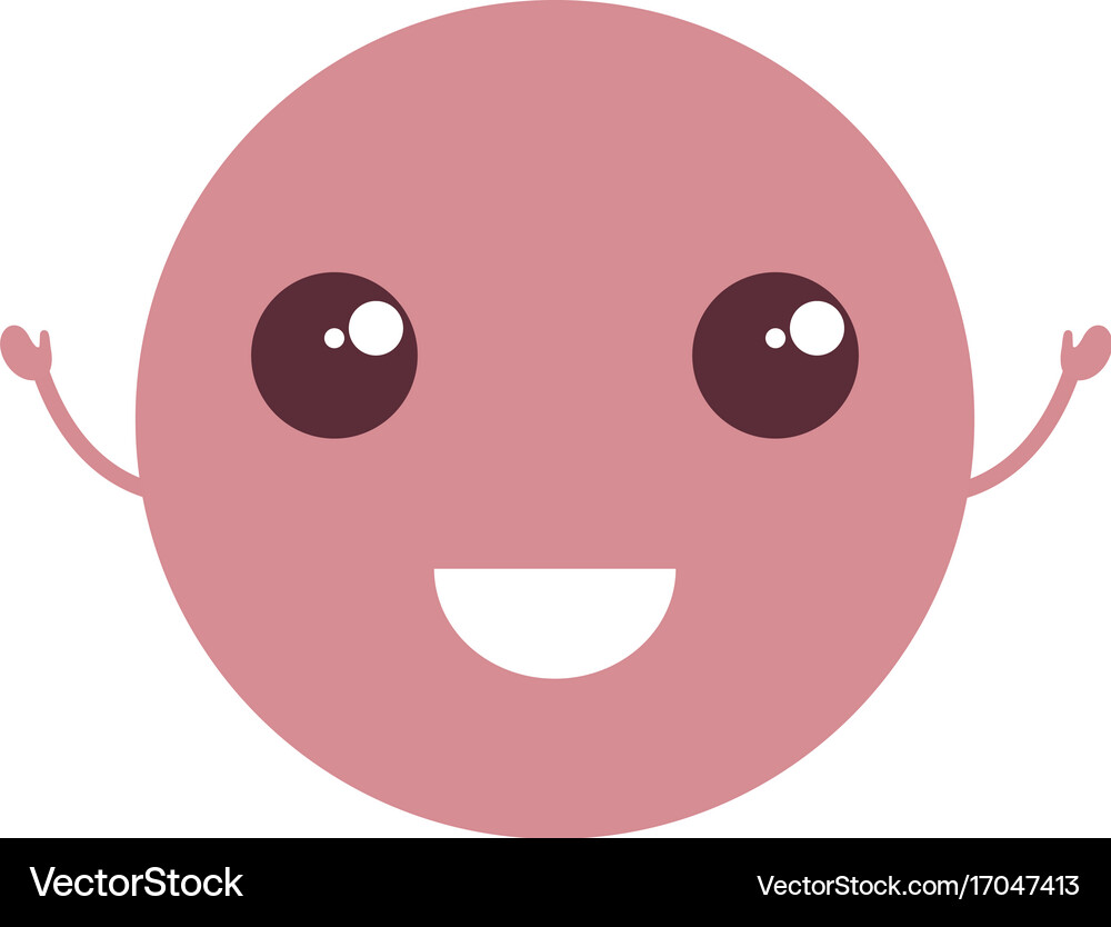 Kawaii circle face emoticon character Royalty Free Vector