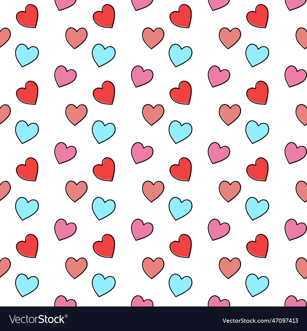 Red pink orange heart line pattren Royalty Free Vector Image