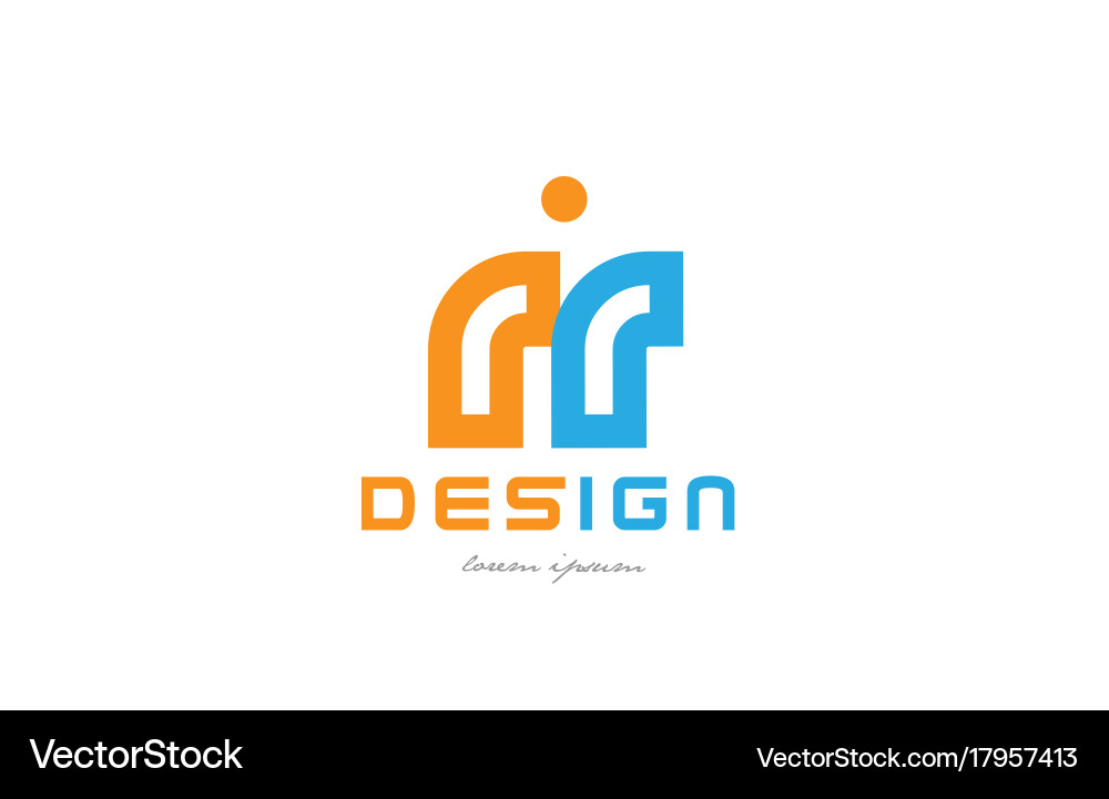 Rr r orange blue alphabet letter logo Royalty Free Vector