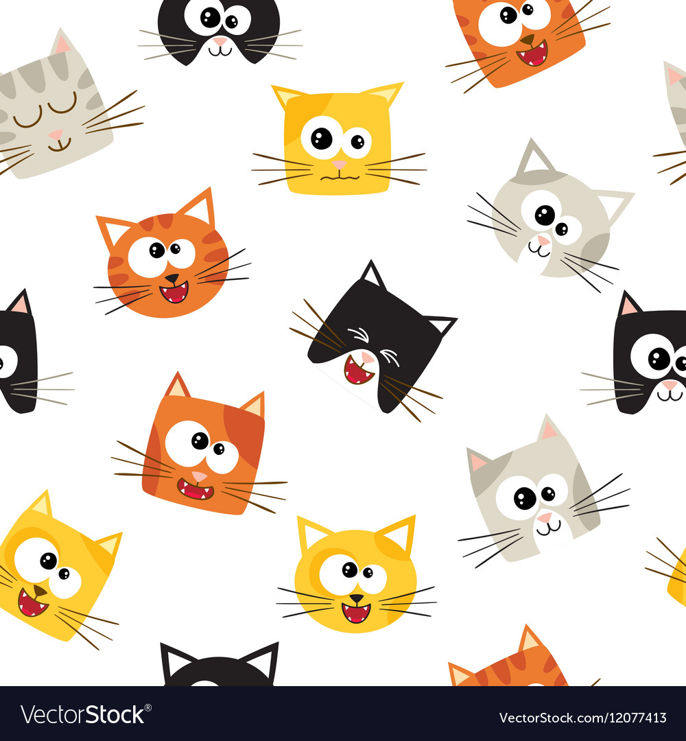 Seamless pattern with cute cartoon cats Royalty Free Vector