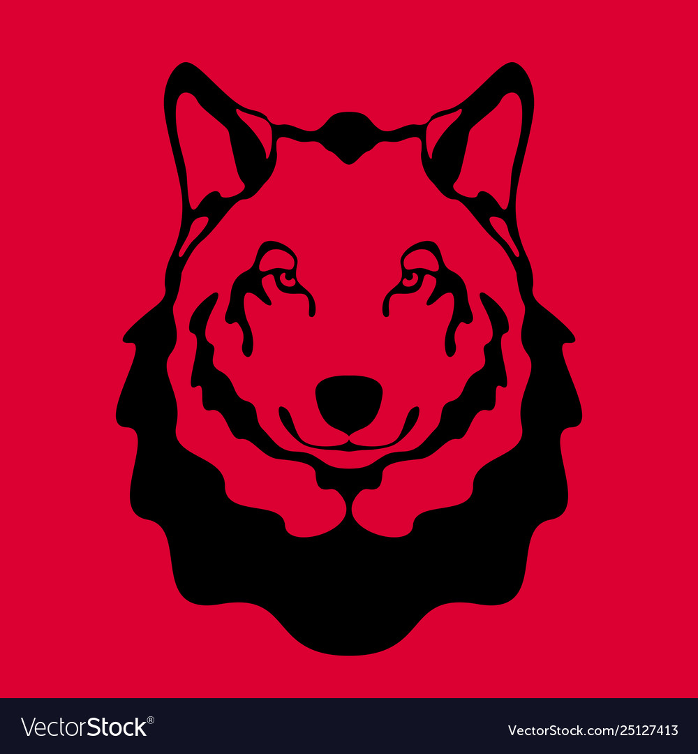 Wolf face flat style front Royalty Free Vector Image