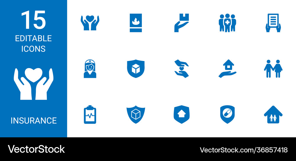 15 insurance icons Royalty Free Vector Image - VectorStock