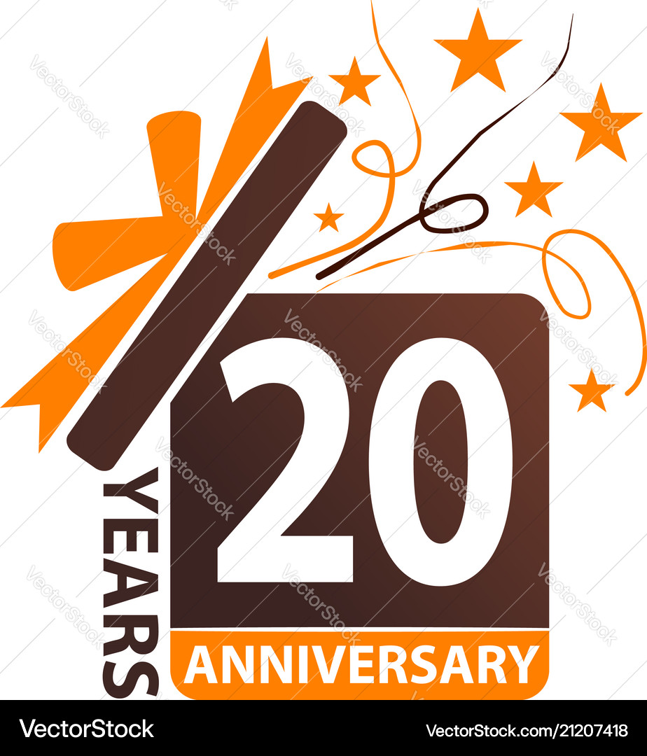 20 years gift box ribbon anniversary Royalty Free Vector