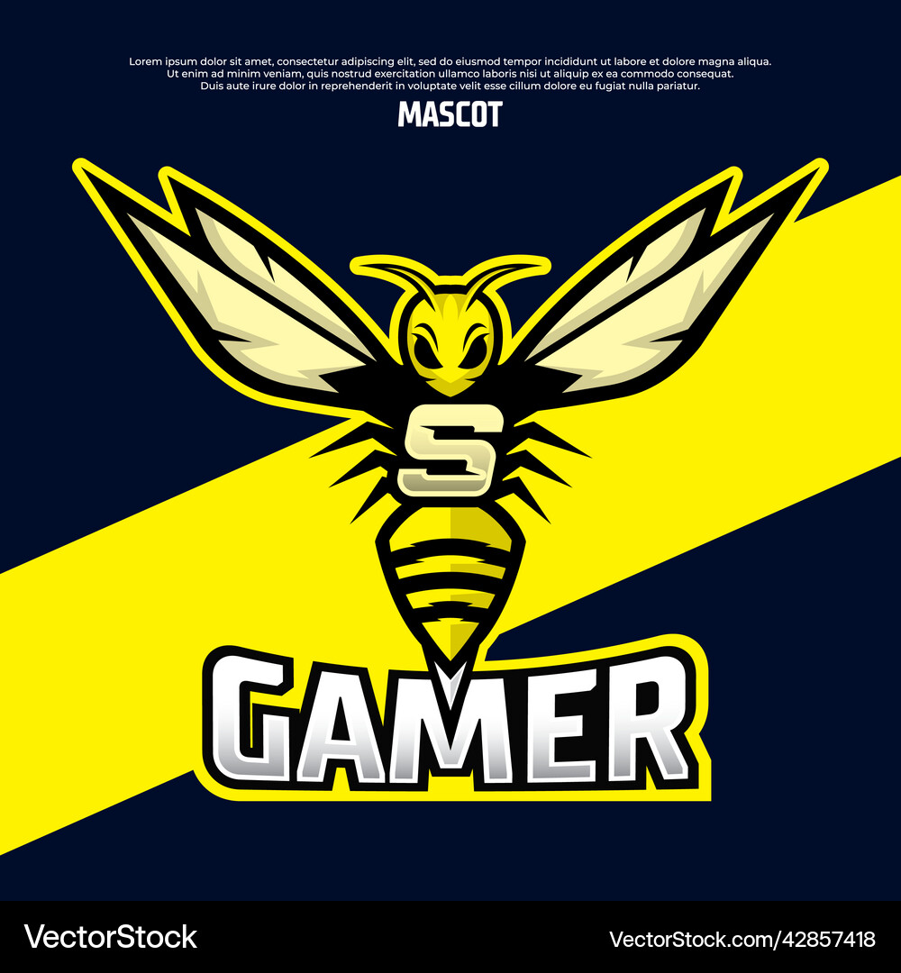 Bee mascot letter s logo design template wasp Vector Image