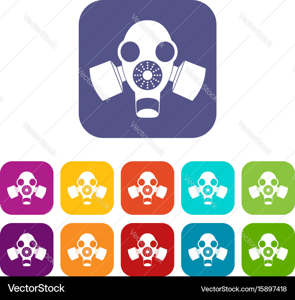 Black gas mask icons set Royalty Free Vector Image