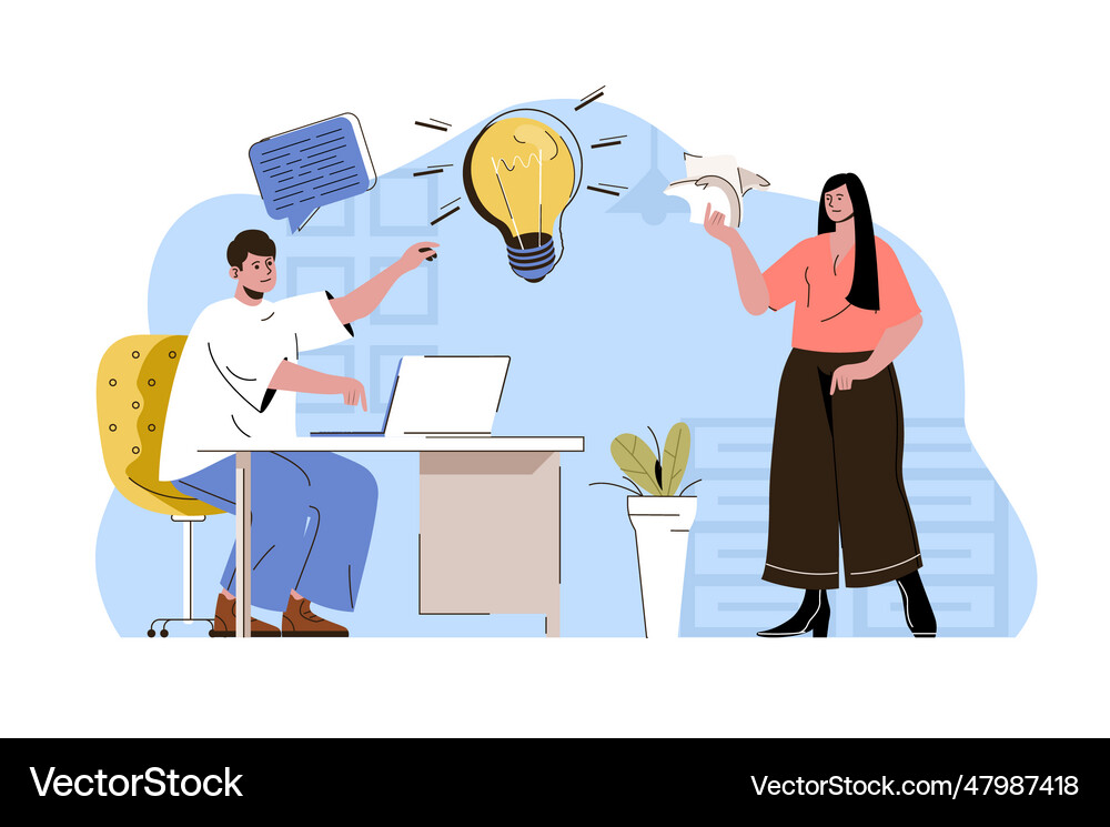 Business idea concept employees brainstorm Vector Image