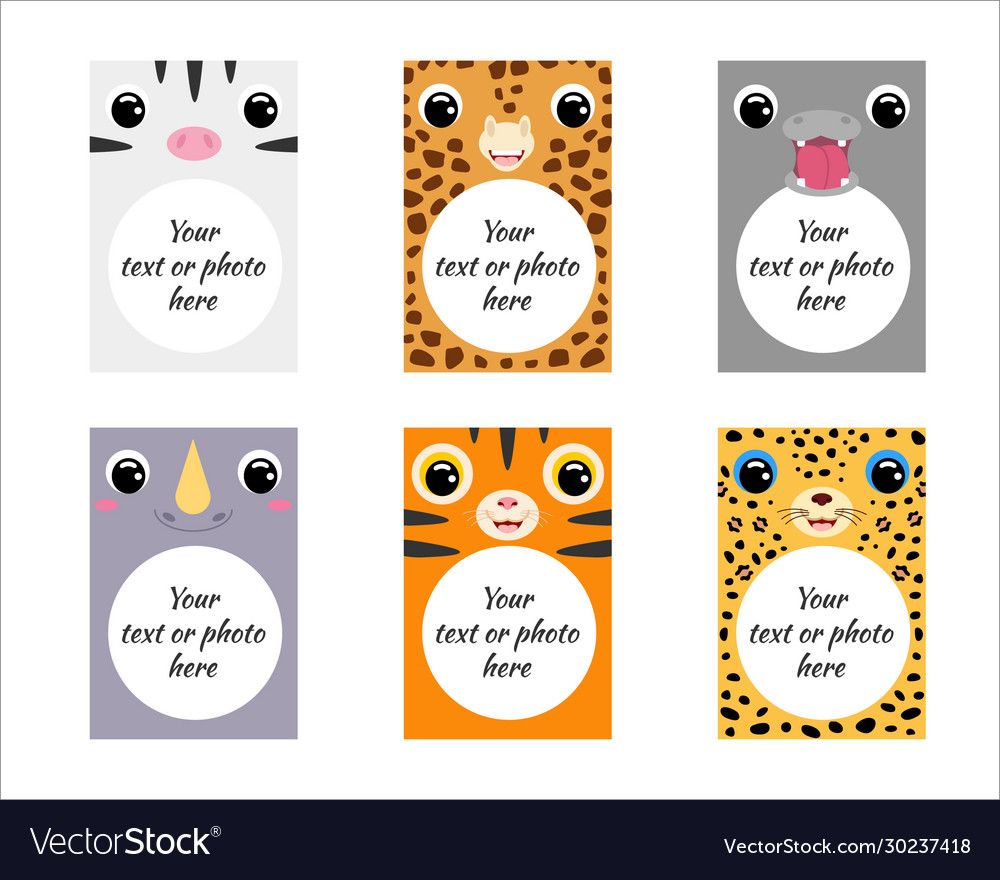 Cute set animal frames for children Royalty Free Vector