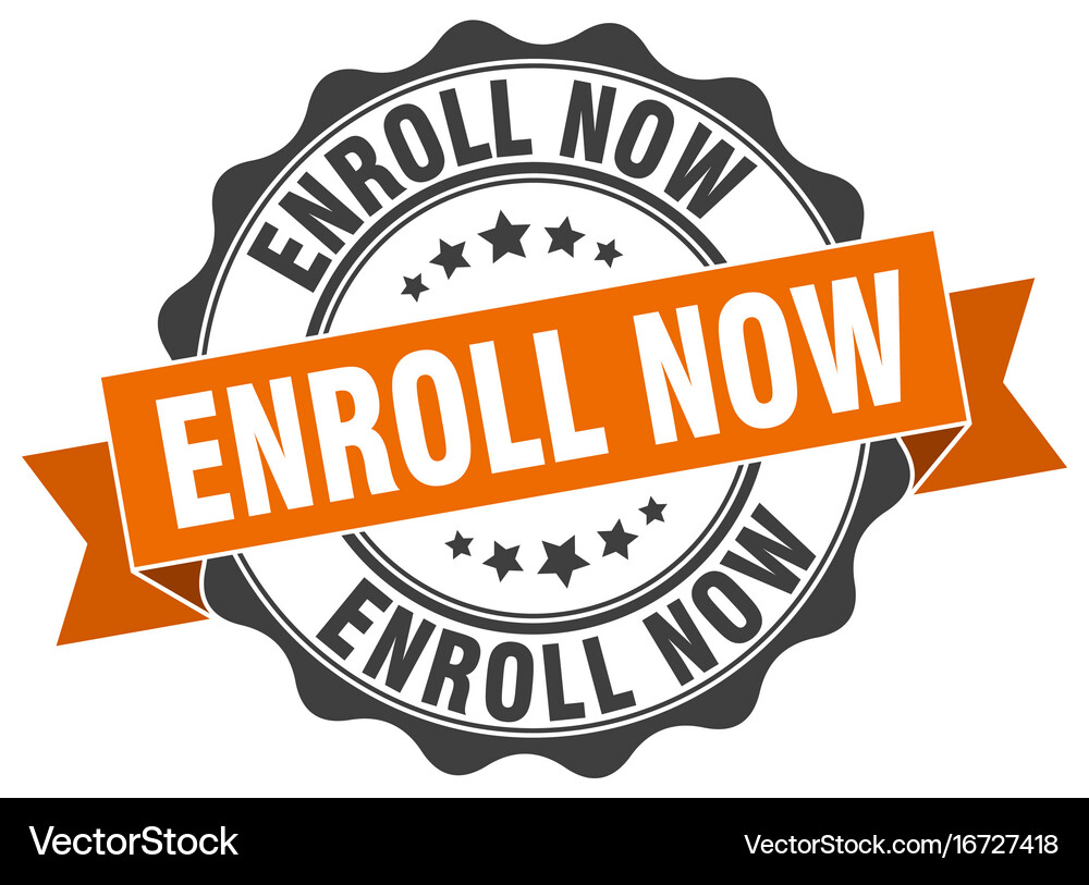Enroll now stamp sign seal Royalty Free Vector Image