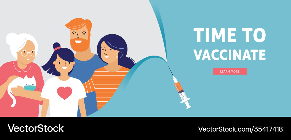 Family vaccination concept design time Royalty Free Vector