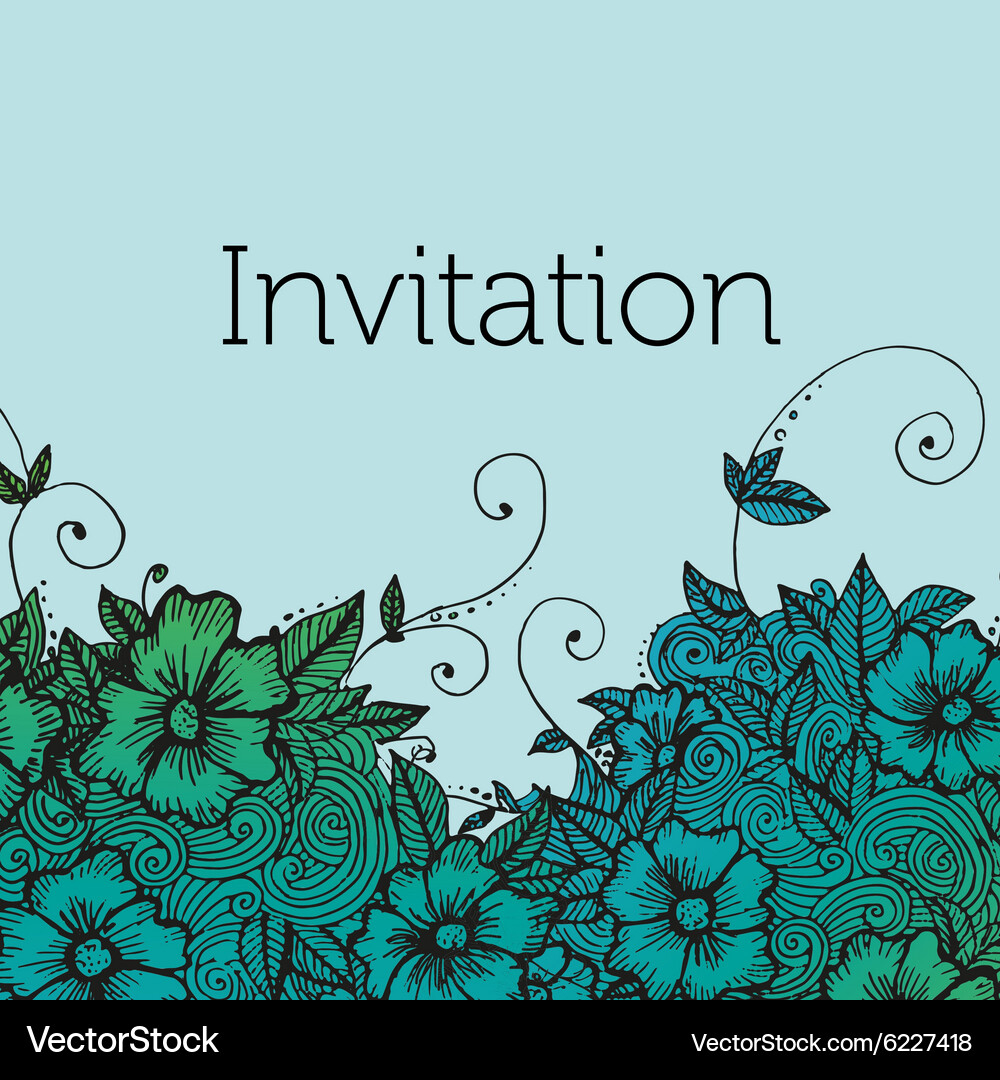 Invitation card with doodle flowers Royalty Free Vector