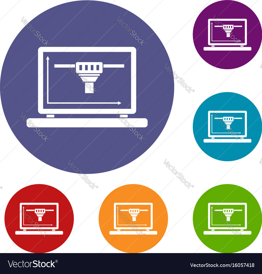 Laptop with 3d design icons set Royalty Free Vector Image