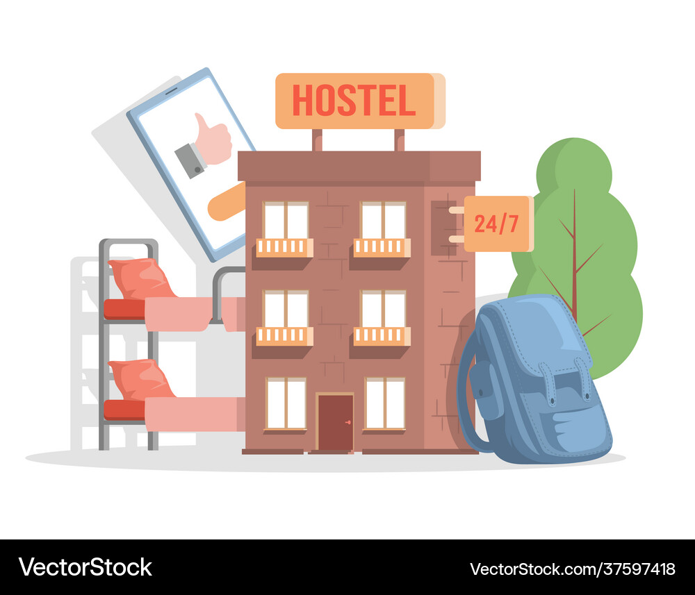Modern exterior hostel for tourists Royalty Free Vector