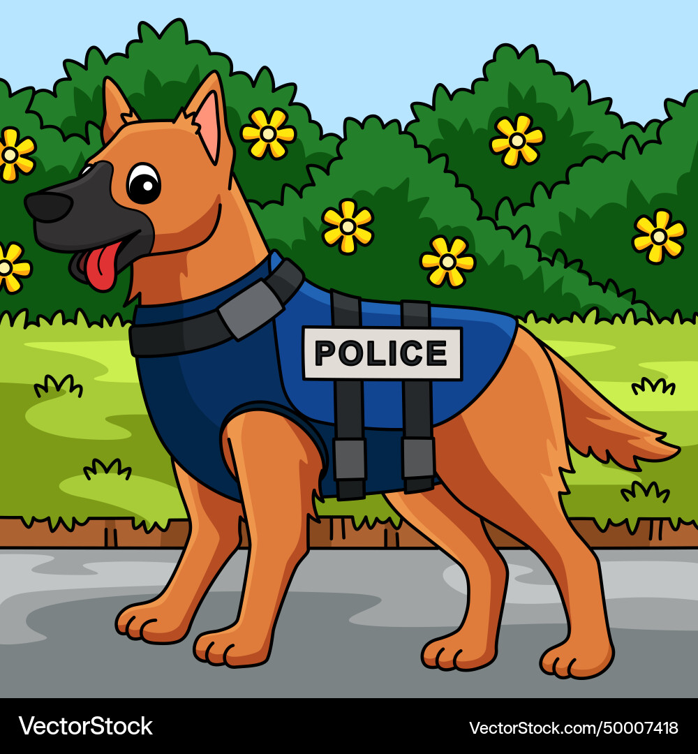 Police dog colored cartoon Royalty Free Vector Image