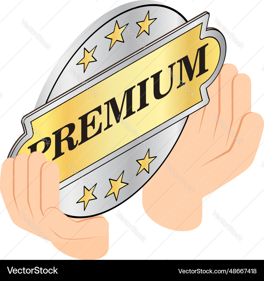 Premium sign icon isometric gold Royalty Free Vector Image