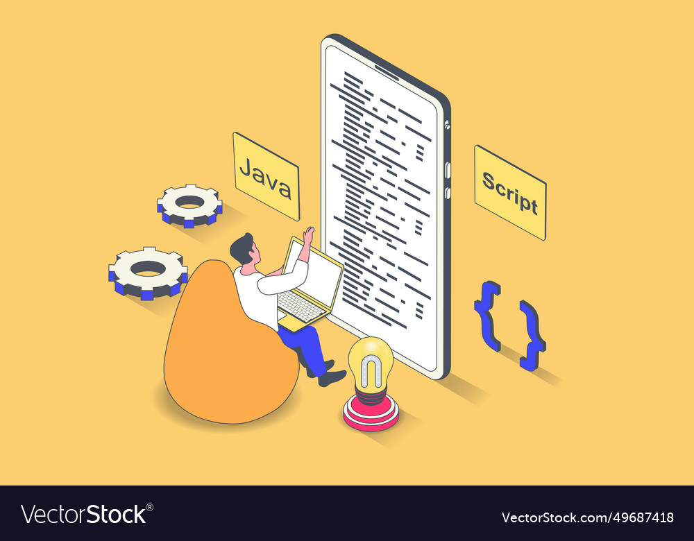 Programming and development concept in 3d Vector Image