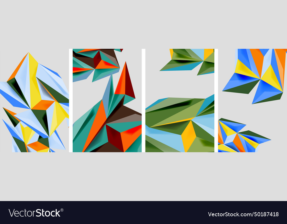 Set of mosaic triangle pattern abstract posters Vector Image