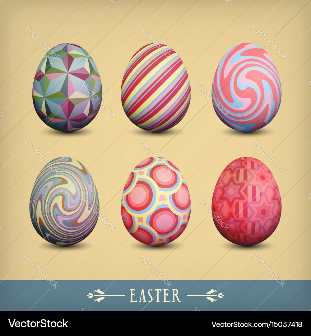 Set of vintage easter eggs Royalty Free Vector Image