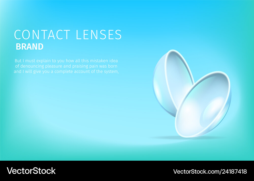 Two isolated contact lenses on blue background Vector Image