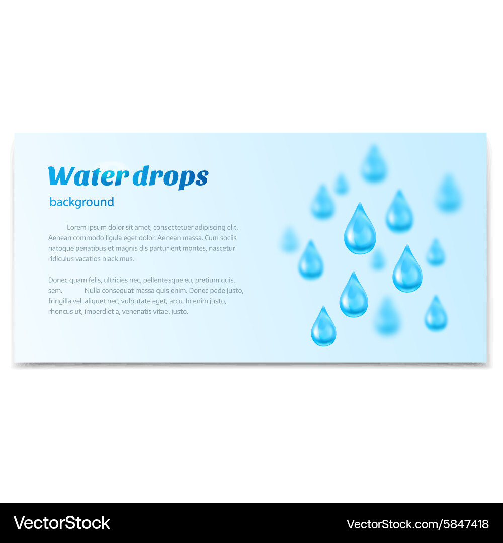 Water drops background banner label mineral Vector Image