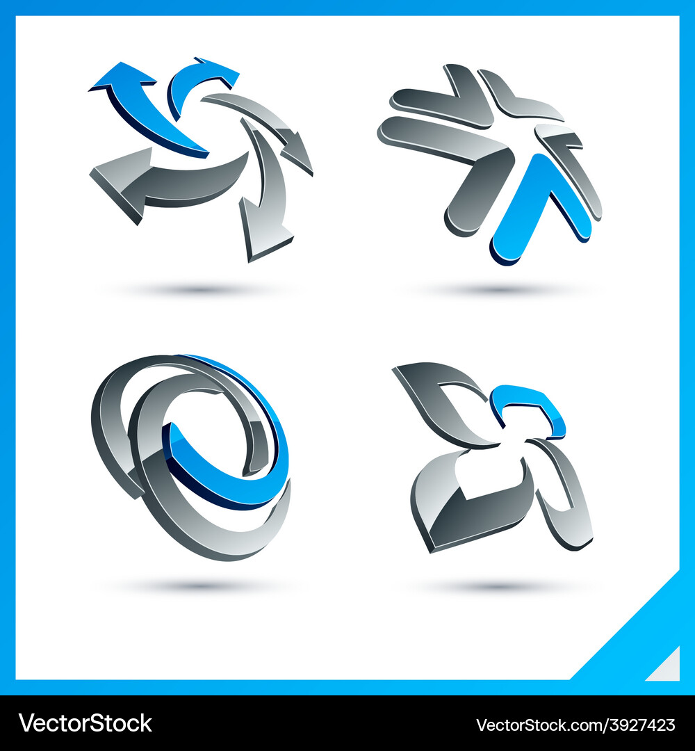 Blue 3d company signs Royalty Free Vector Image