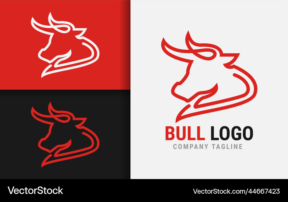 Creative red bull logo design with minimalist Vector Image