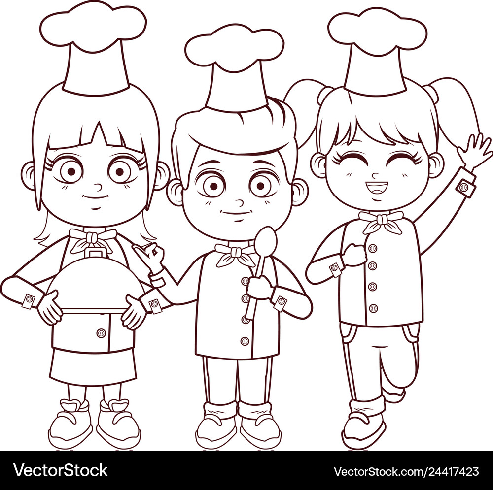 Cute chef children cartoon Royalty Free Vector Image