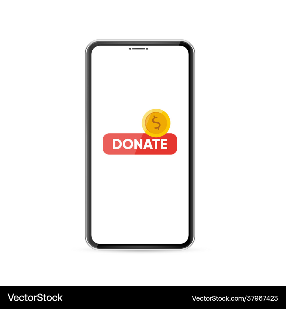 Donate online smartphone with gold coin Royalty Free Vector