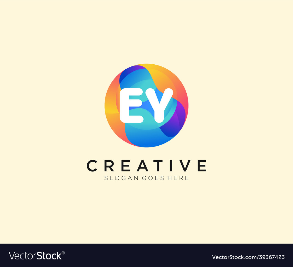 Ey initial logo with colorful circle template Vector Image