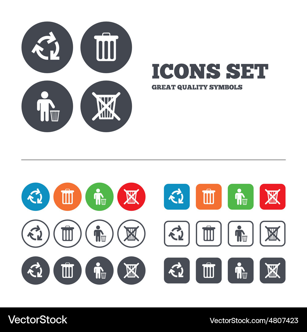 Recycle bin icons reuse or reduce symbol Vector Image