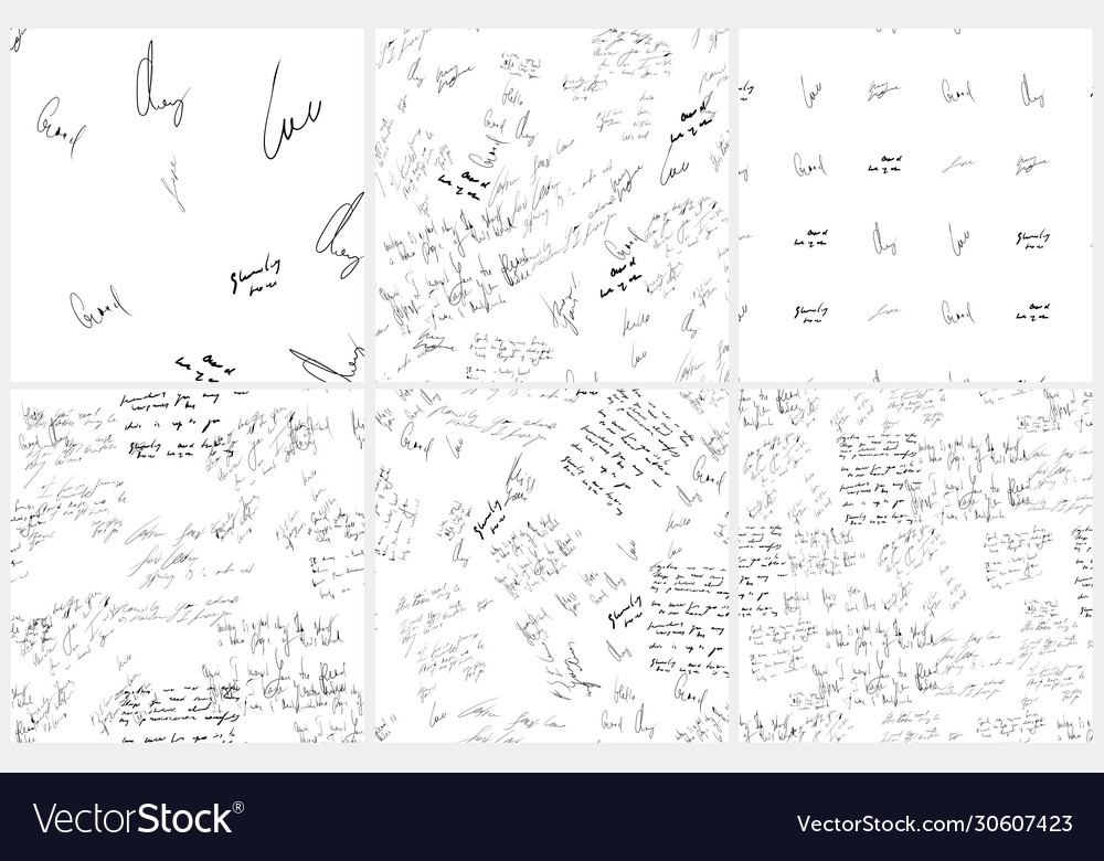 Seamless abstract text pattern set handwritten Vector Image