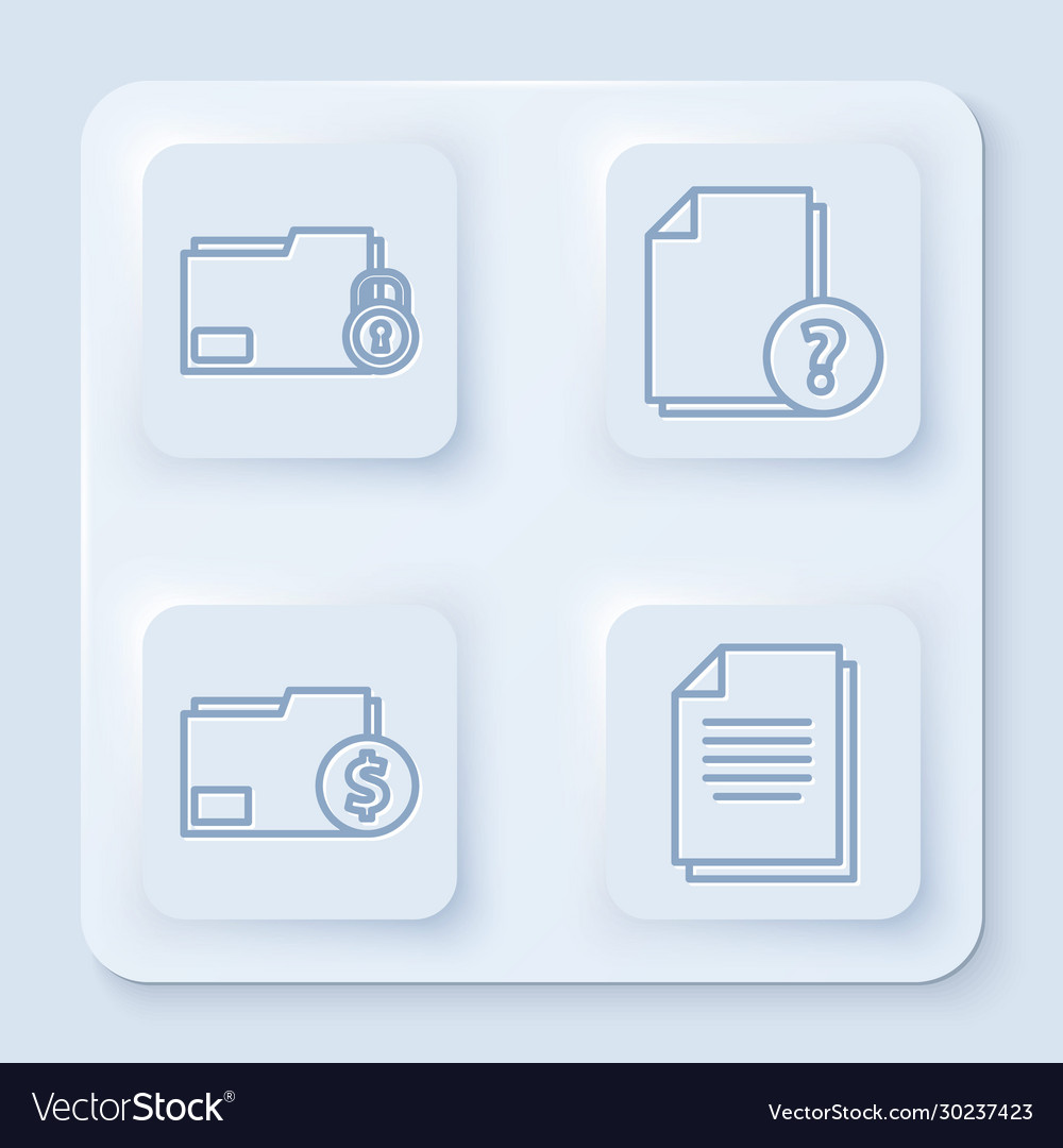 Set line folder and lock unknown document Vector Image Set line folder and lock unknown document Vector Image