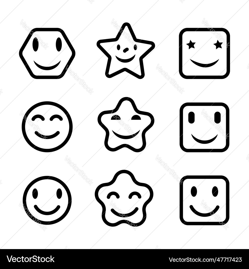 Set smiley faces icons smiling face icon trendy Vector Image