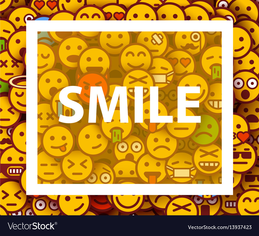 Smiley faces design elements background Royalty Free Vector