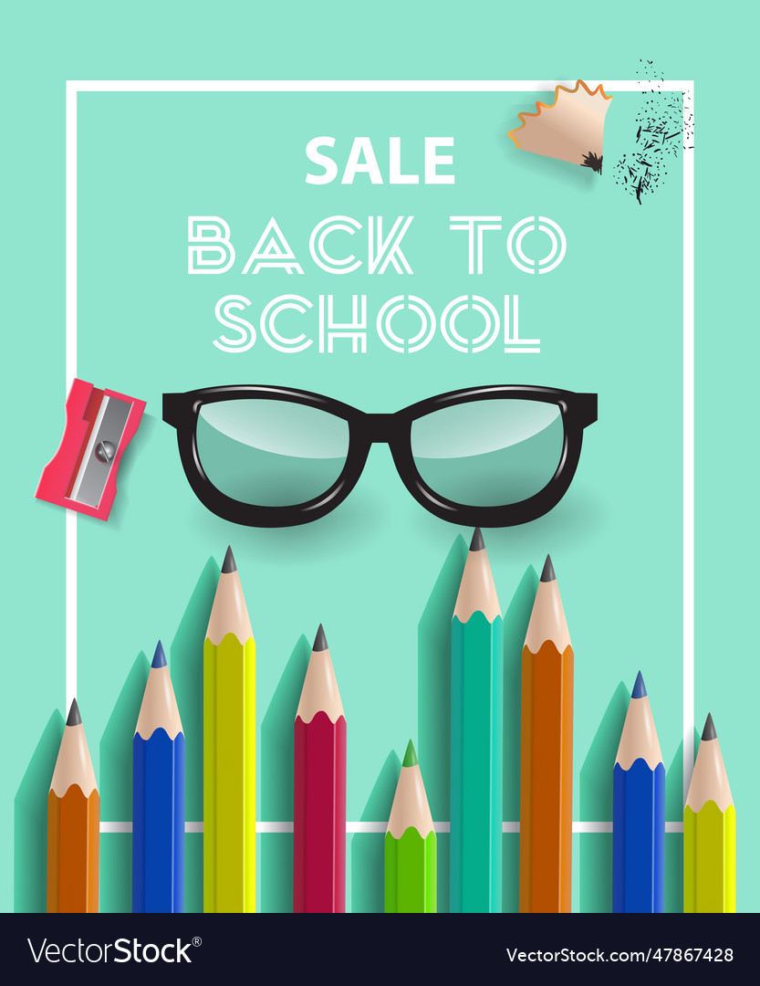 Back to school lettering in frame with pencils Vector Image