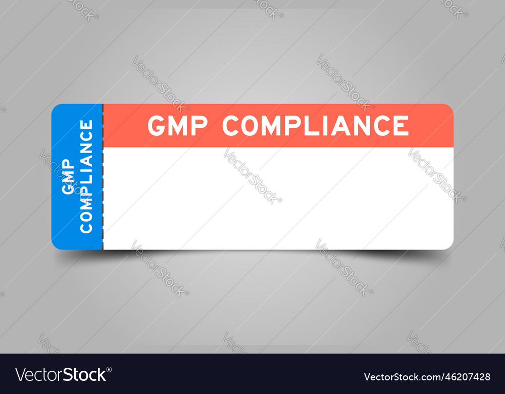 Blue and orange color ticket with word gmp Vector Image